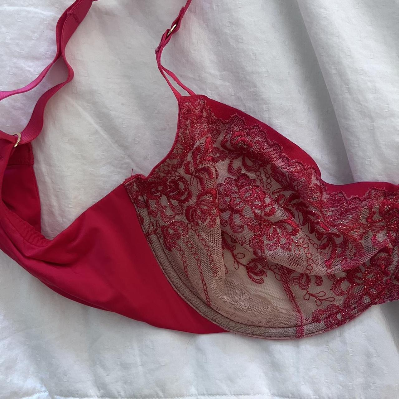 red lacy bra size 34D tags #darkfeminine... - Depop