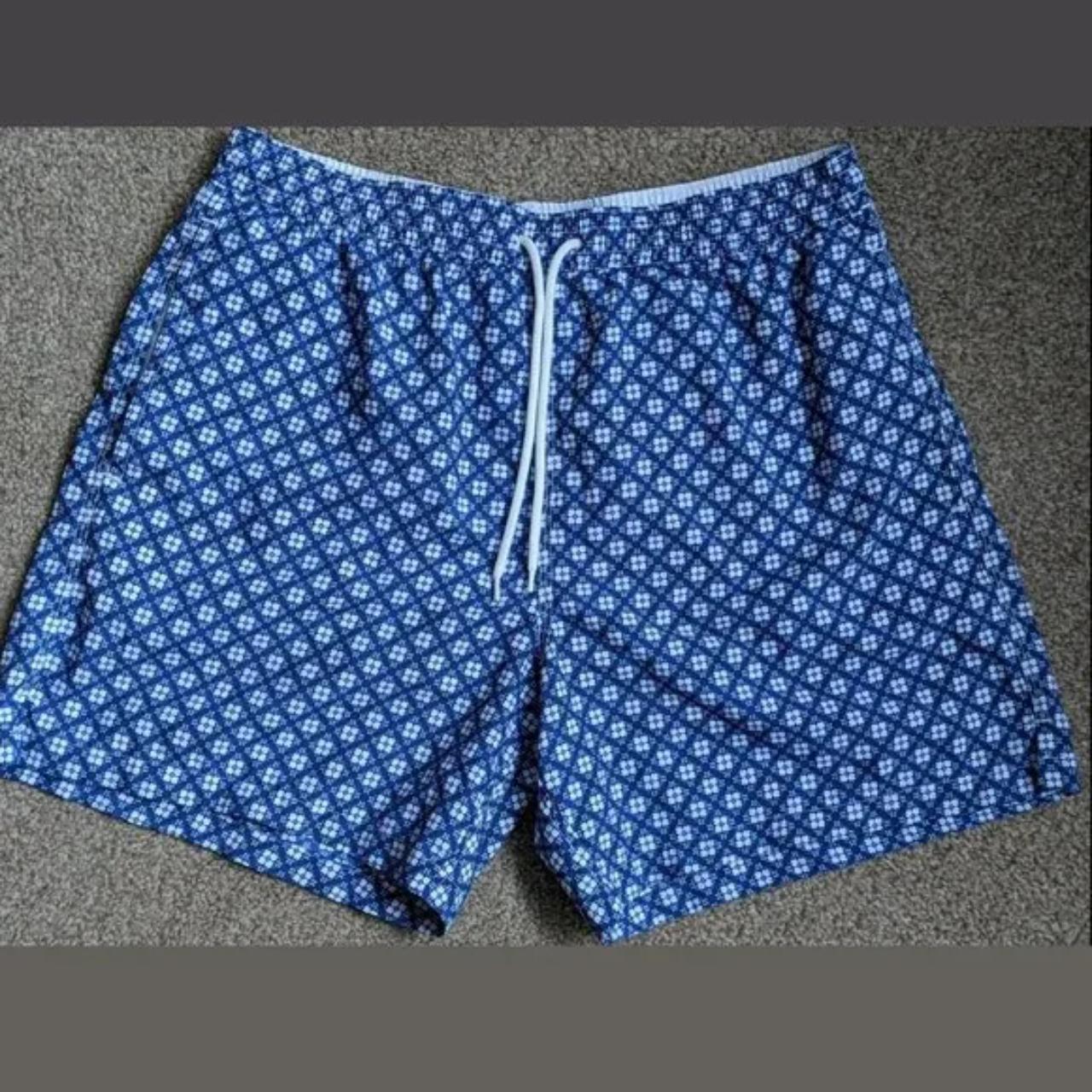 Anderson & Sheppard Blue Clover Swimming Shorts... - Depop