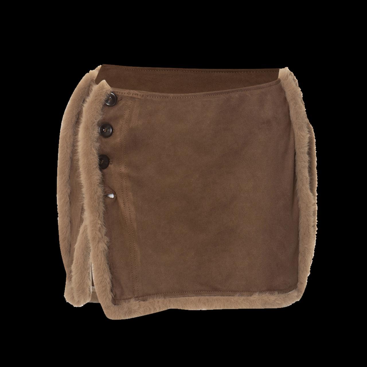 Vintage retro style brown shearling buttoned... - Depop