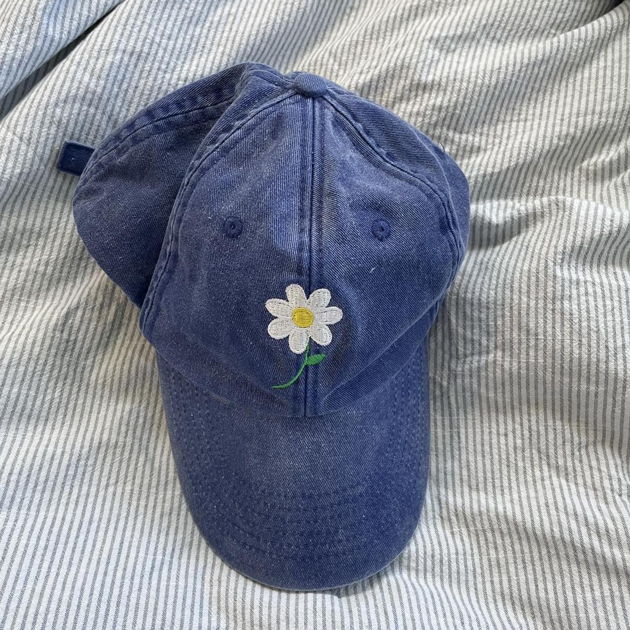 blue flower cap embroidered flower on top. perfect... - Depop