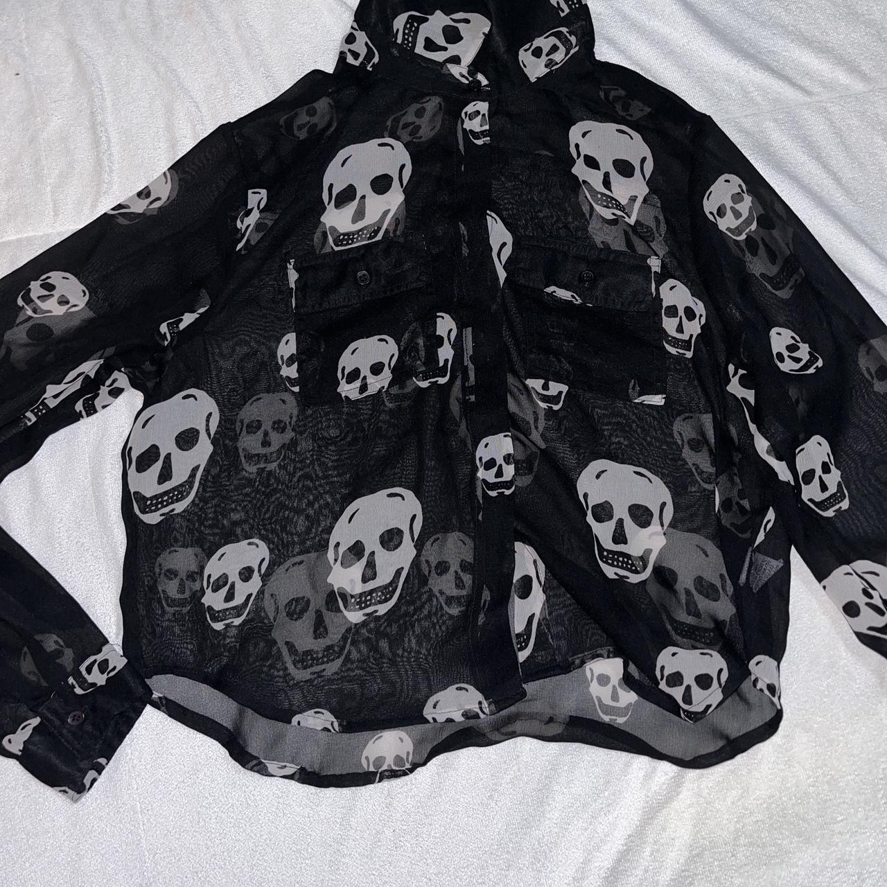 See through skull button up - Depop