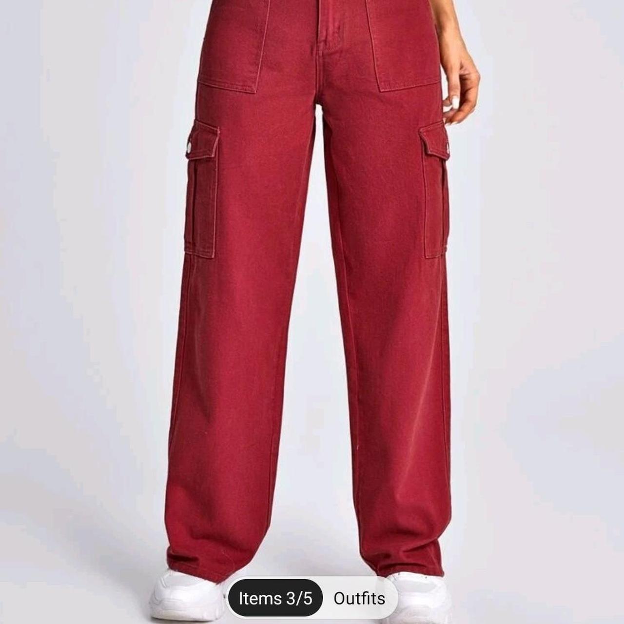 shein red jeans! never worn so condition is new :)... - Depop