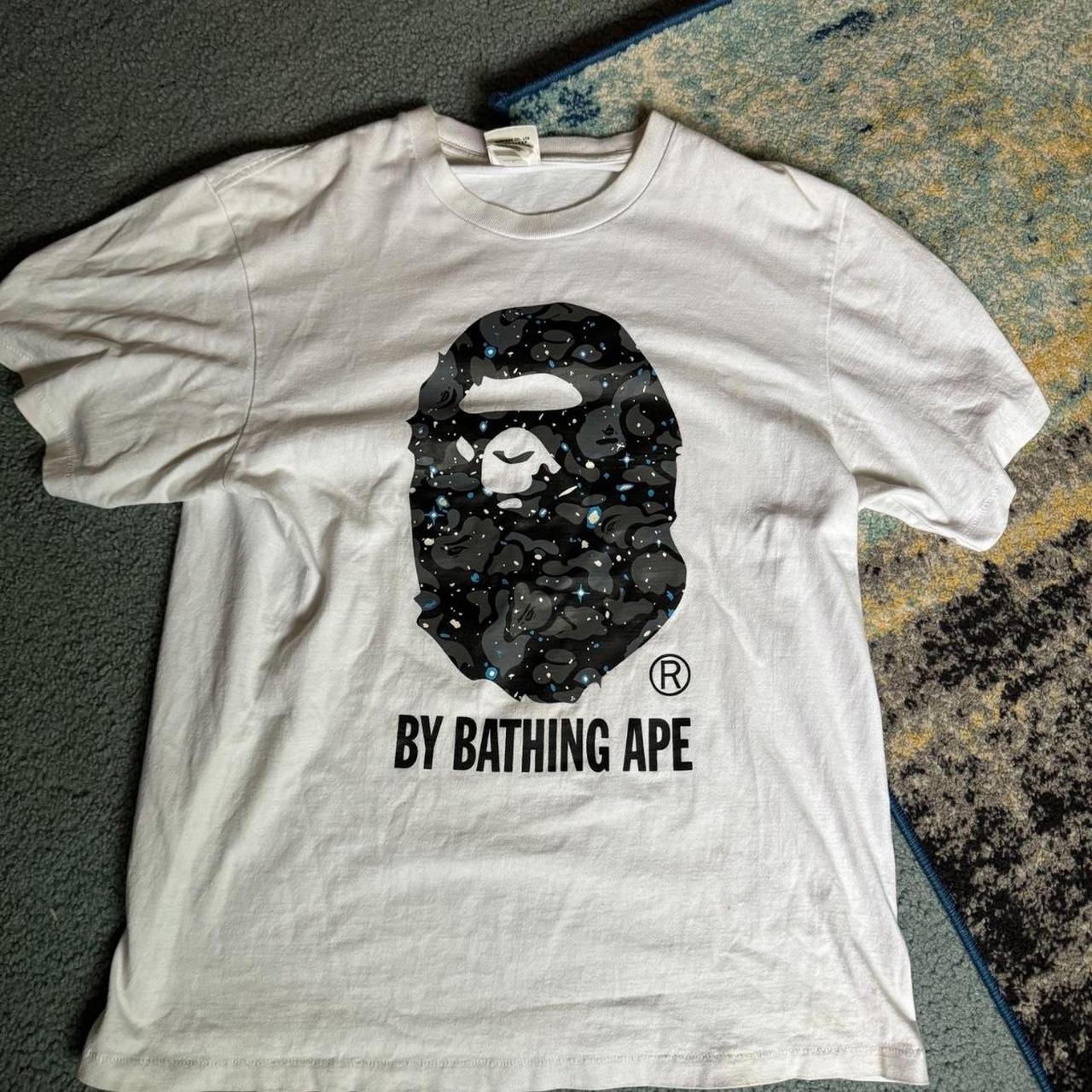 white galaxy bape hoodie size large - Depop