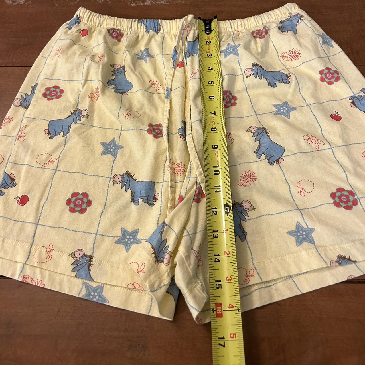 90’s Disney Eeyore yellow floral pajama shorts size... - Depop