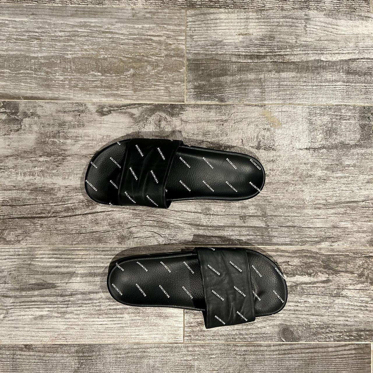 Balenciaga Men's Black Slides | Depop
