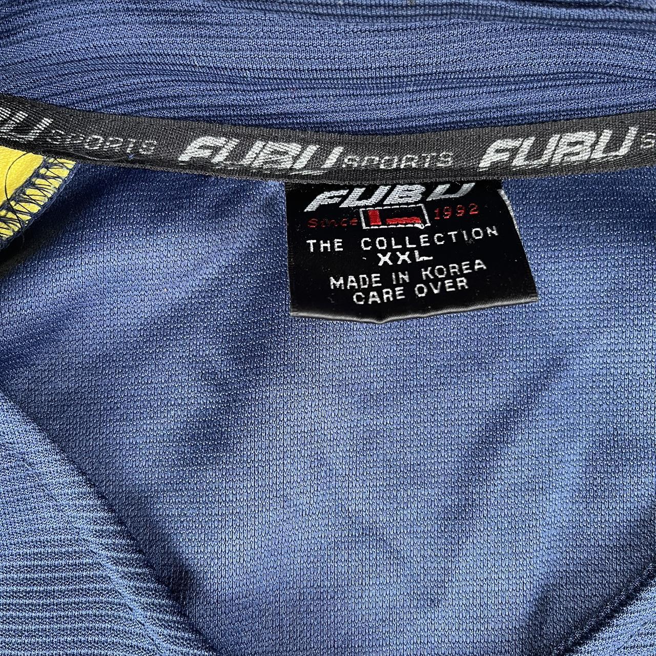 FUBU Men's Blue and Yellow T-shirt | Depop