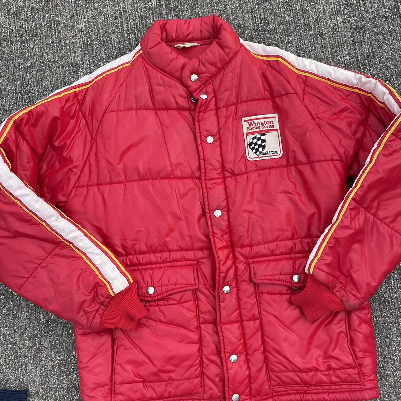 Vintage 80s racing nascar Winston red stripped... - Depop