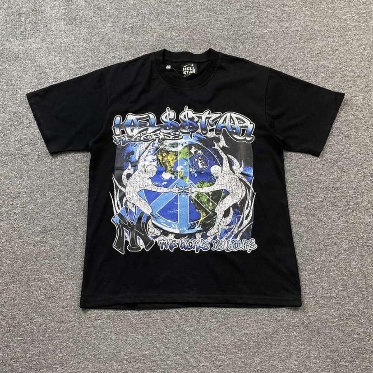 Size medium black and blue Hellstar shirt #Hellstar | Depop