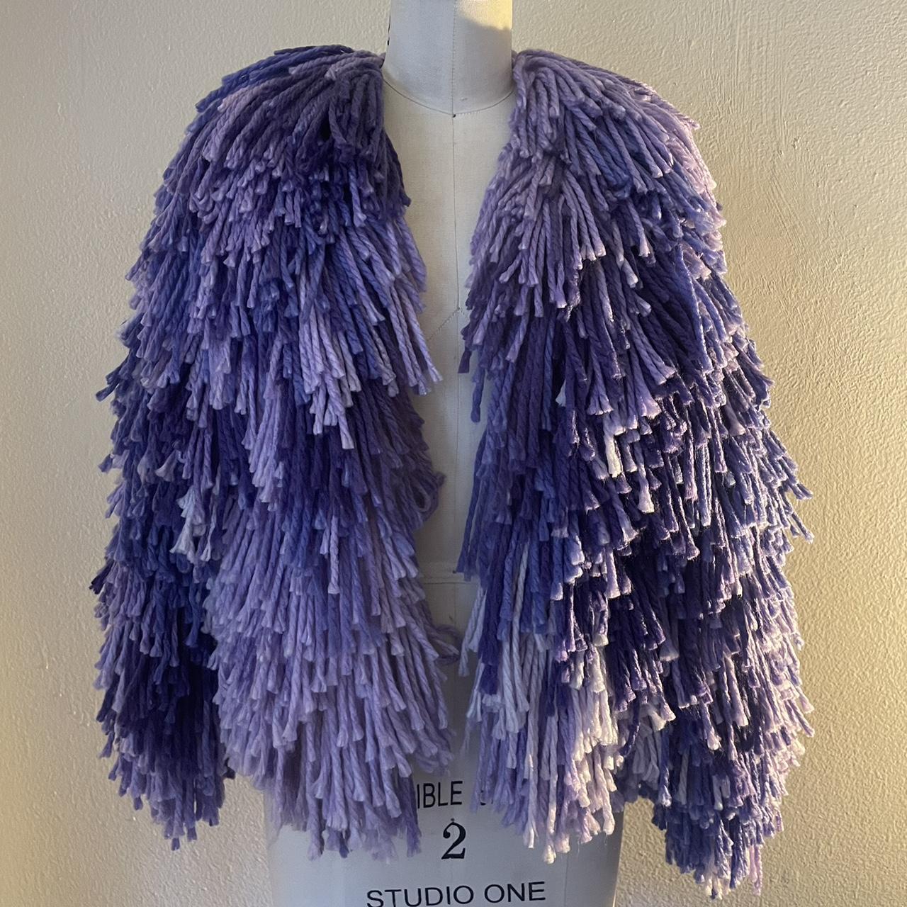 Handmade crochet variegated purple shag coat! Custom... - Depop