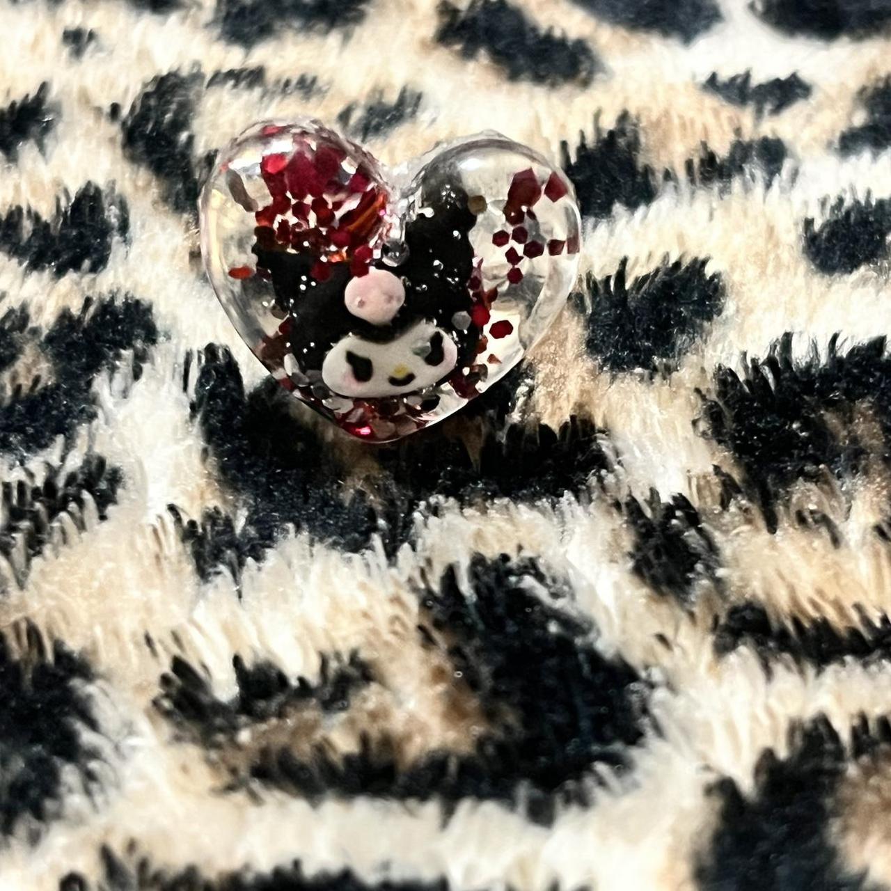 Adjustable, heart shaped, handmade Kuromi ring, cast... | Depop