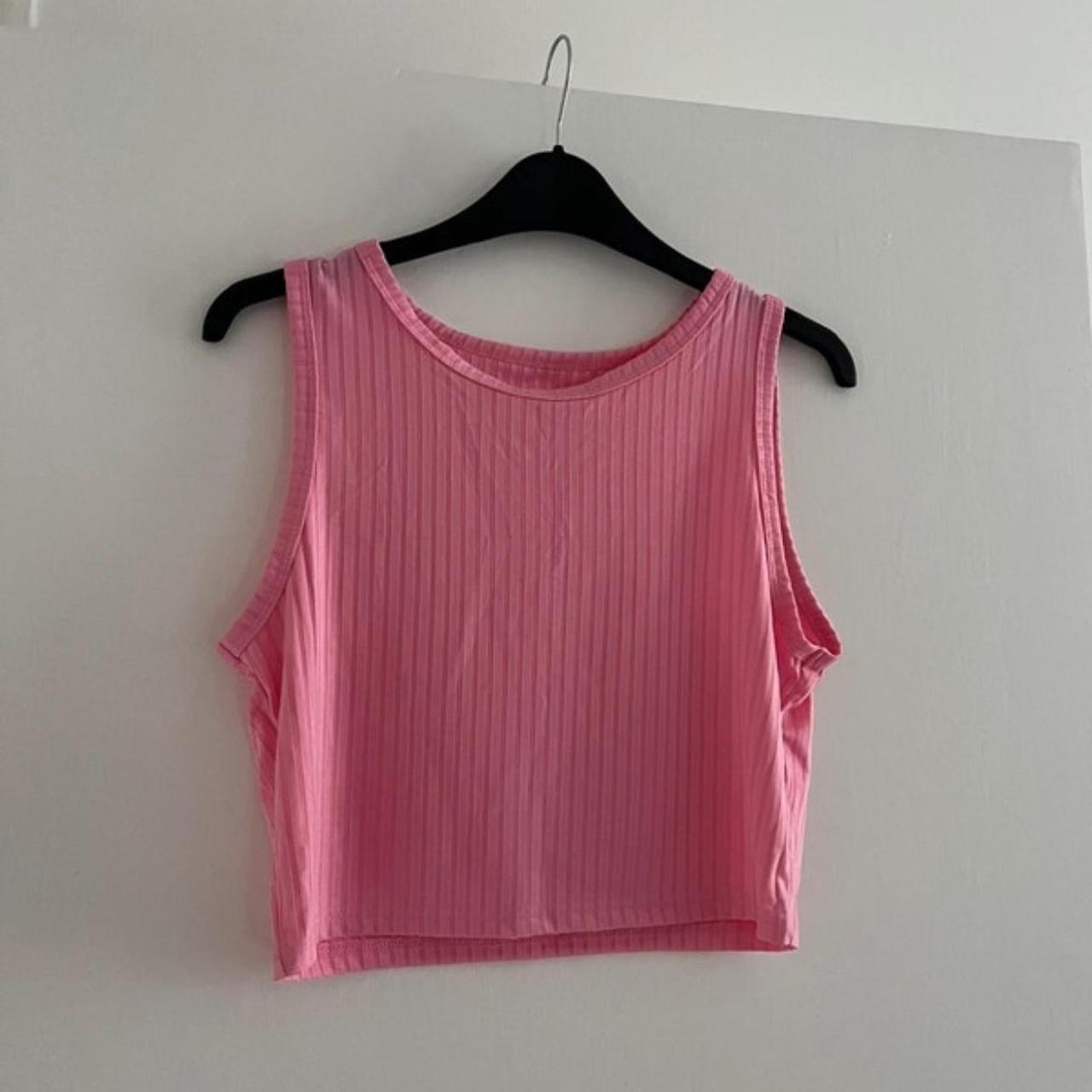 Shein Pink Ribbed Crop Top - Depop