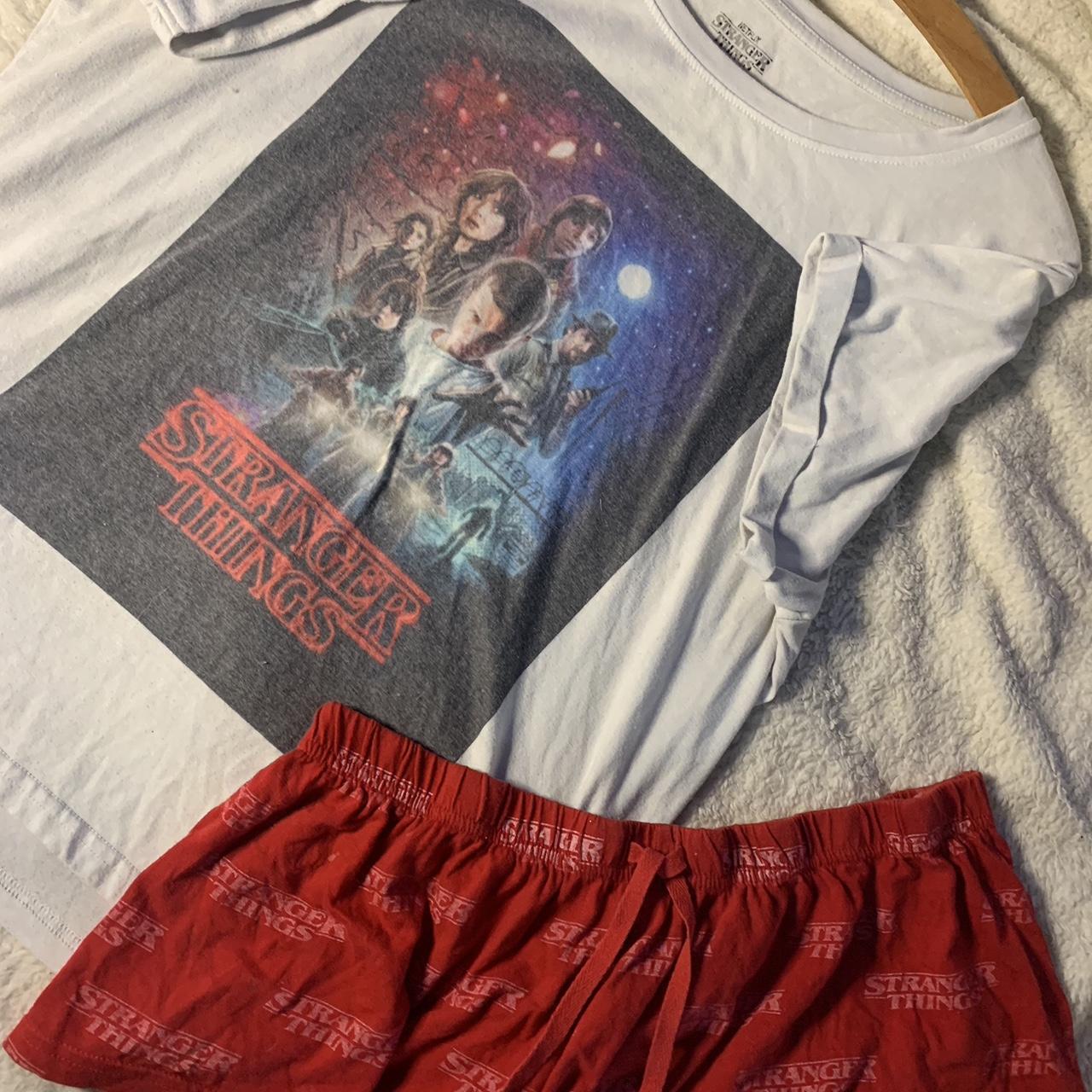 🎀stranger things pyjamas shorts & tshirt - good... - Depop