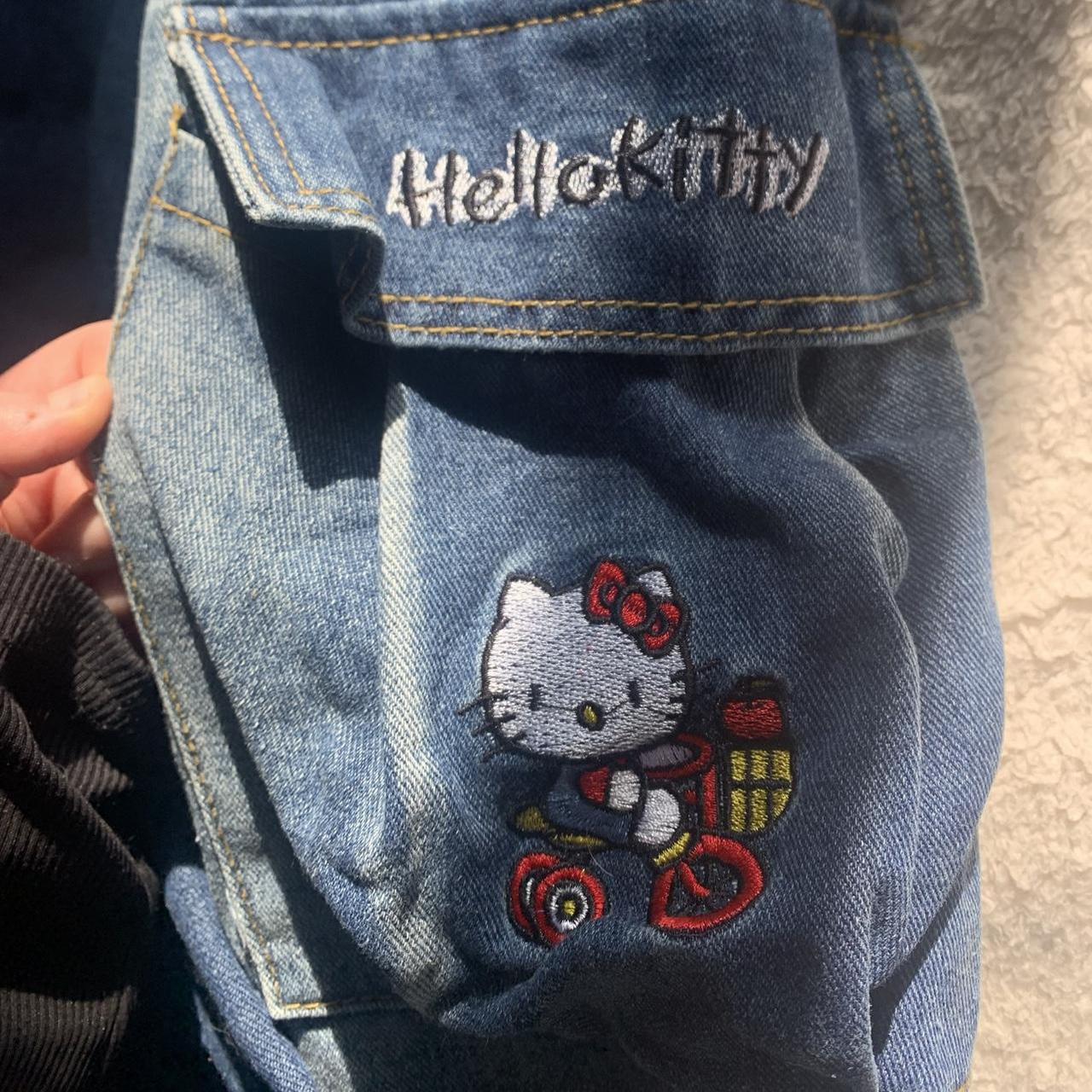 🍒🎀HELLO KITTY EMBROIDERY DENIM JEANS. excellent... - Depop