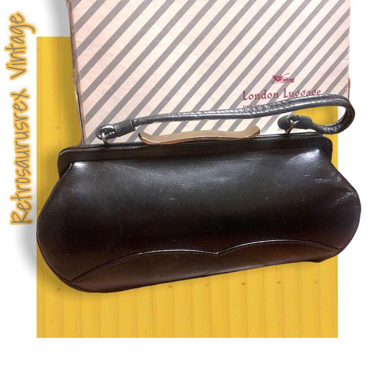 Vintage 1950’s Black Leather Barrel Purse, Pinup... - Depop