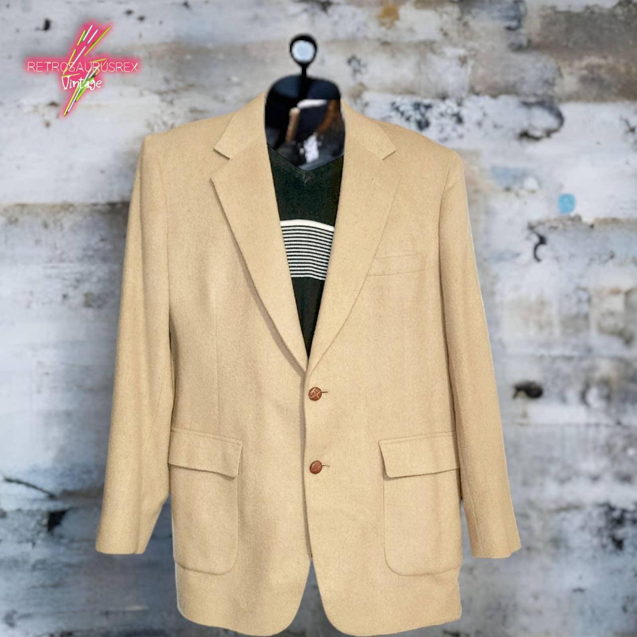 Vintage 90s Charles Klein Preppy Tan Wool Blazer,... - Depop