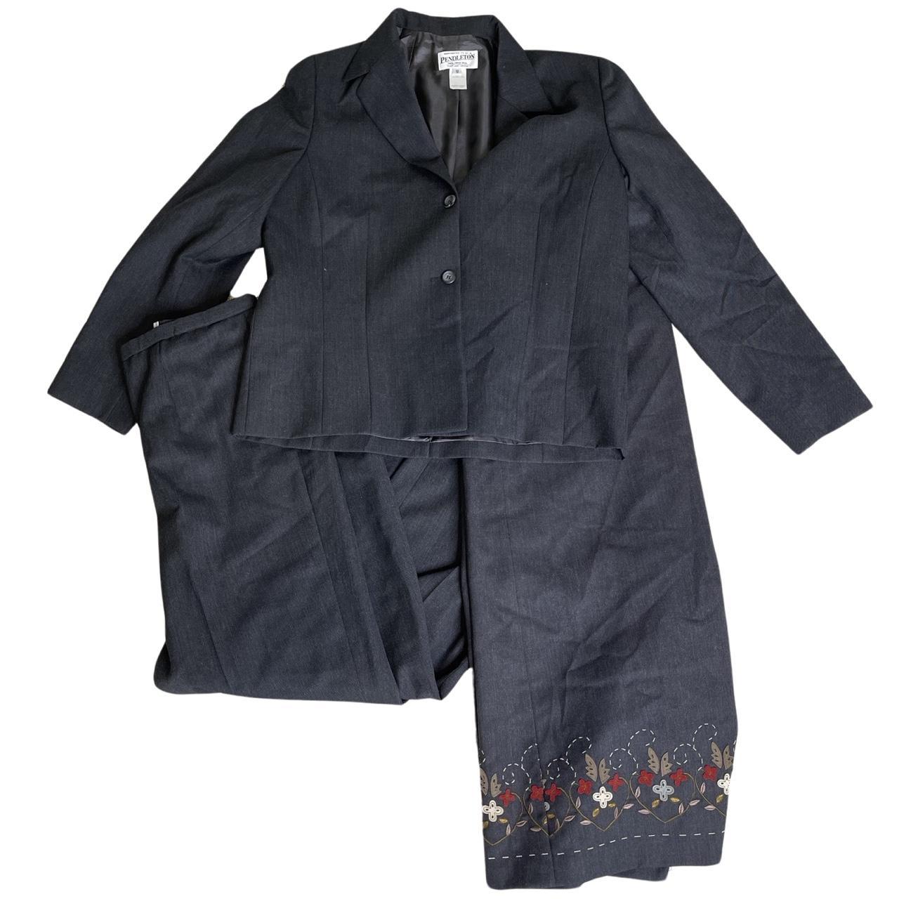Pendleton 3 piece Suit Jacket Pant Skirt Floral Trim... - Depop