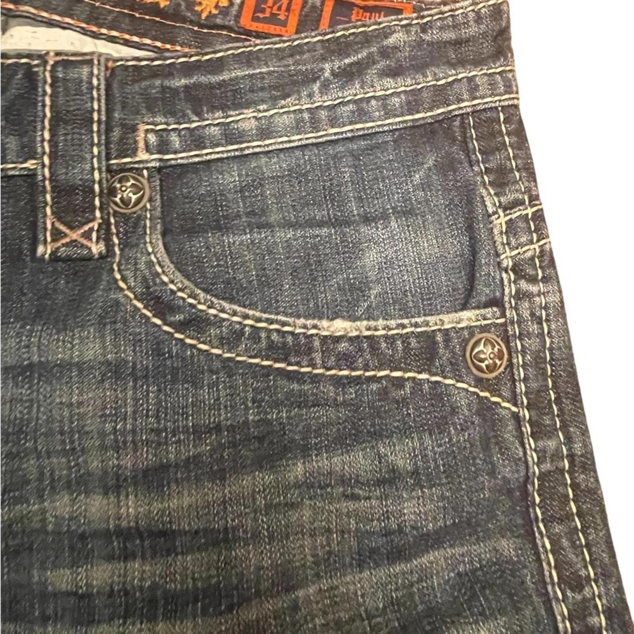 Rock Revival boot cut jeans size 34 White stitching... - Depop