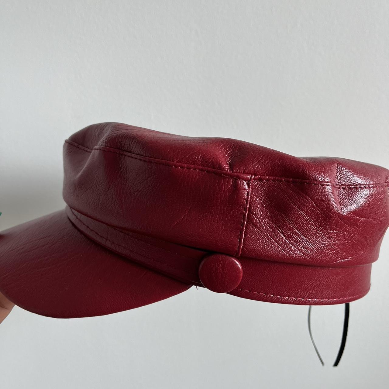 Red Leather Newsboy Hat #paperboy #newsboy #beret - Depop