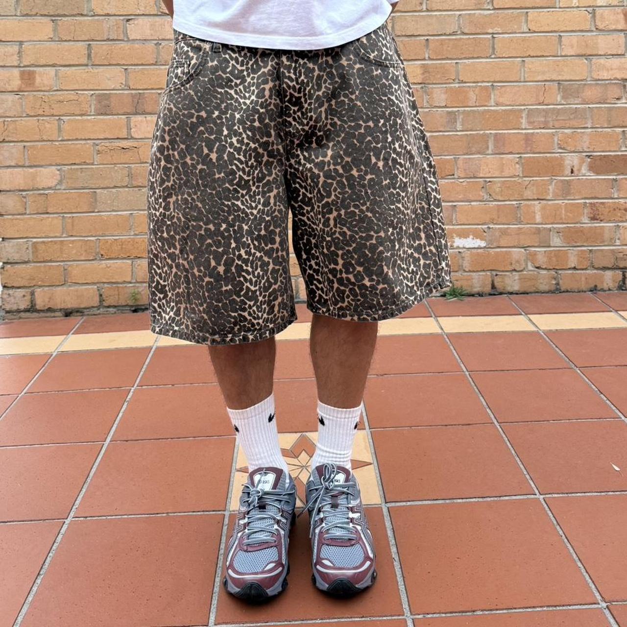 Super Baggy Cotton On Leopard Print Jorts Fits tts... | Depop