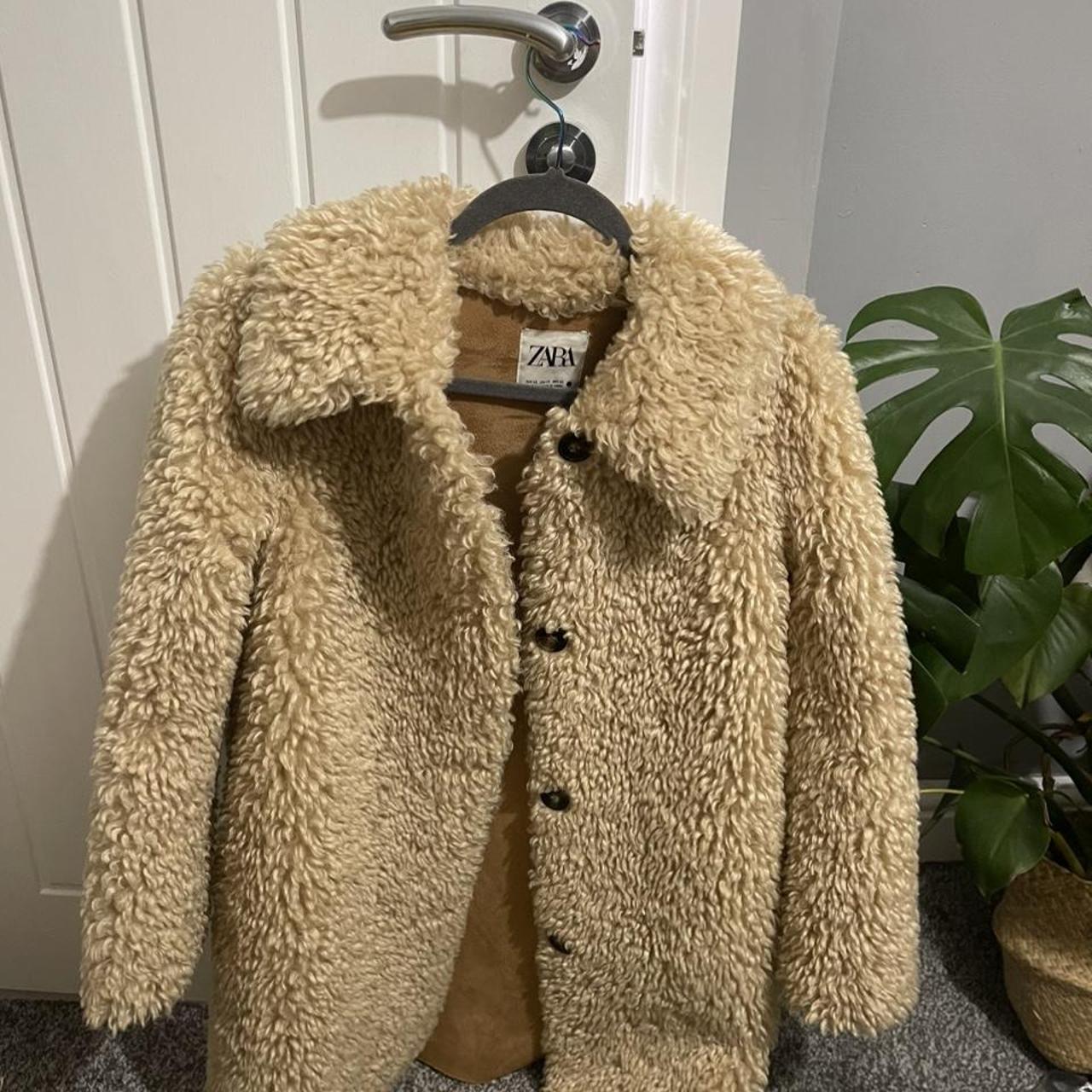 Cute faux fur/ wool coat, only worn a few times!... - Depop