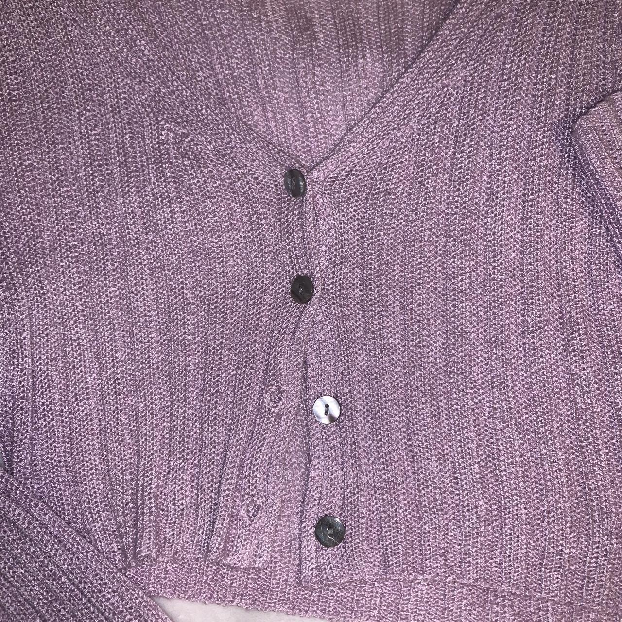 Cute purple medium women’s button up knit top from... - Depop