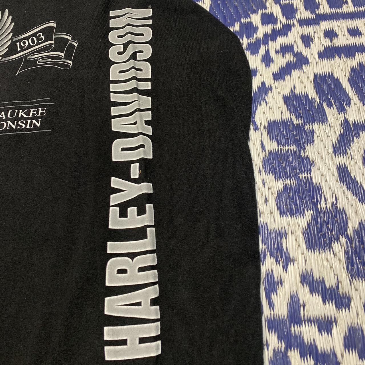 Harley Davidson Men's Black and White T-shirt | Depop