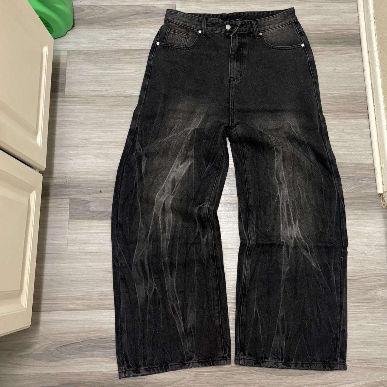 Black Baggy Bleach Washed Jeans Size 32x30-31 - Depop
