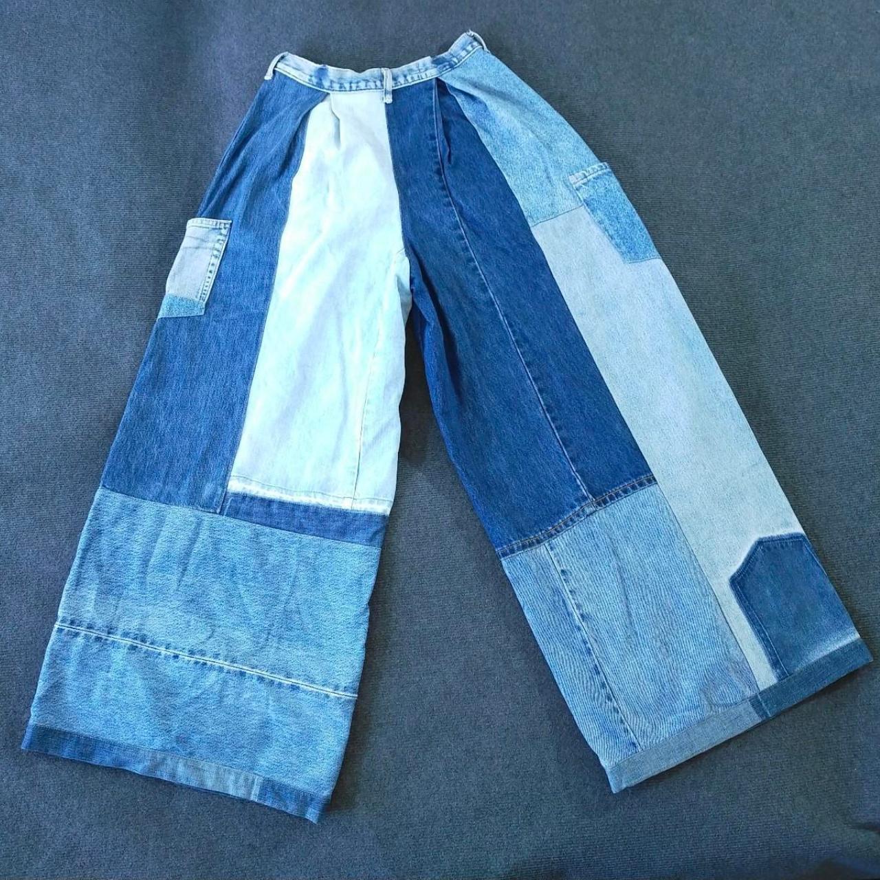 Spunky Bruiser Patchwork Denim Flared Women's Denim... | Depop
