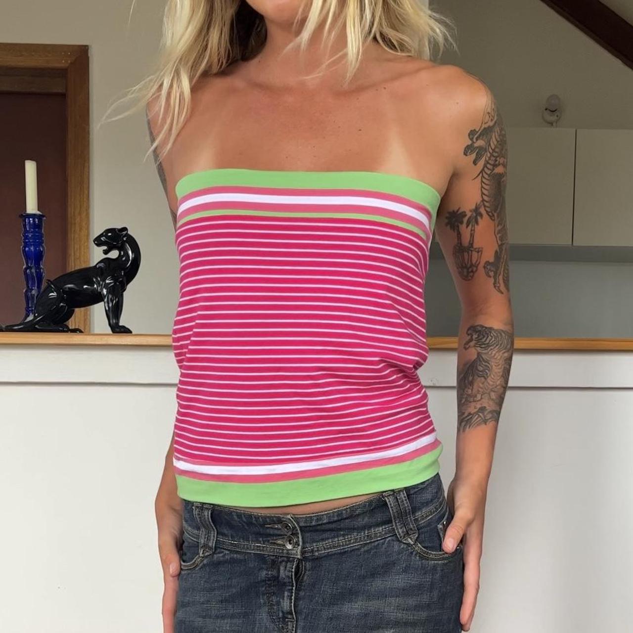 y2k vintage strapless tube top the cutest!! pink... - Depop