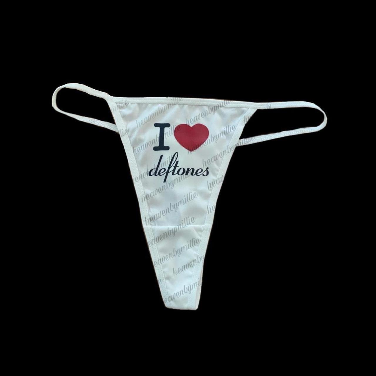 ‘I ️ deftones’ white thong please ignore the... - Depop