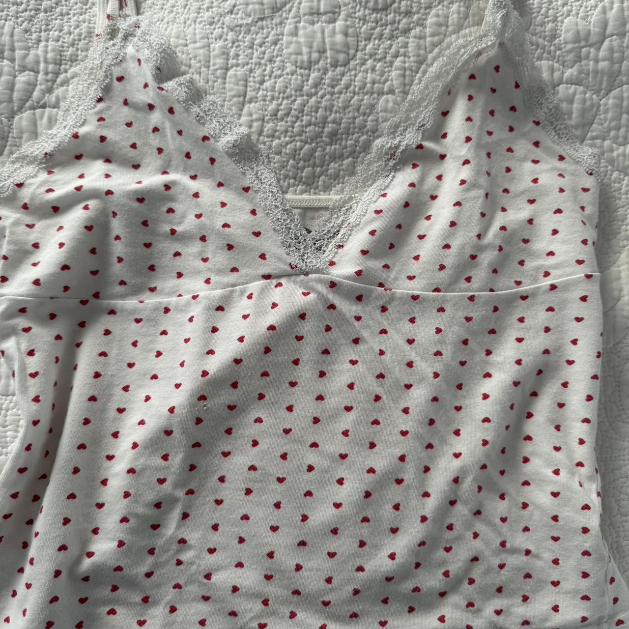 Brandy Melville Amara heart lace tank #hearts... - Depop