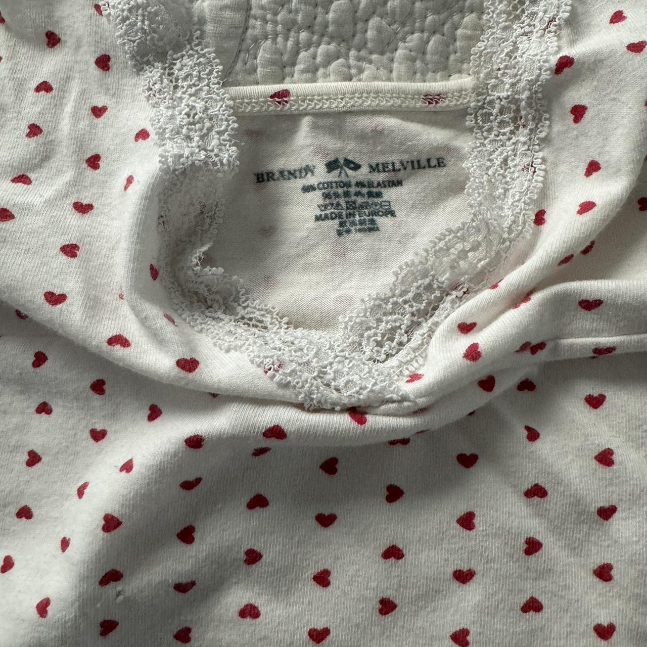 Brandy Melville Amara heart lace tank #hearts... - Depop