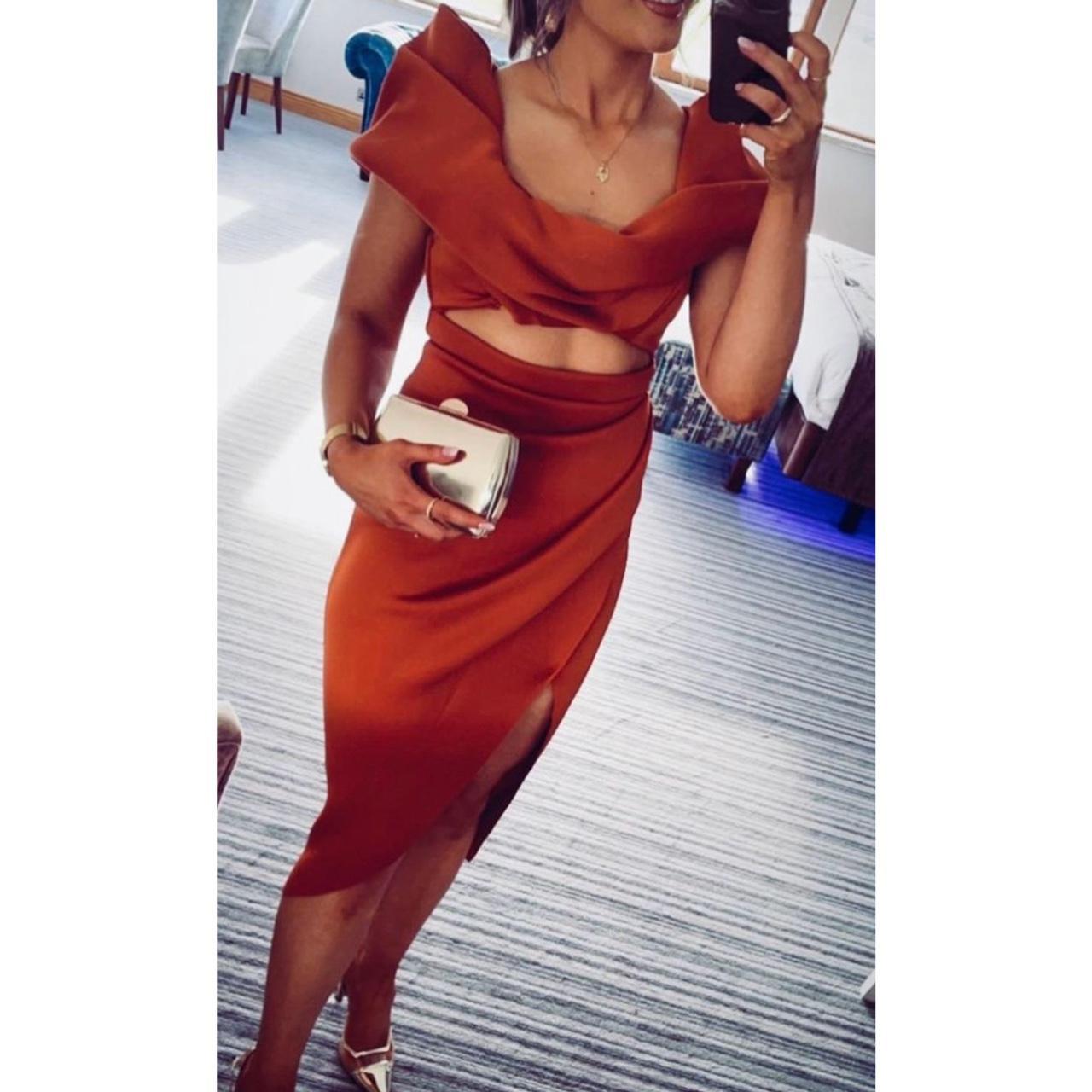 ASOS Rust Dress Off shoulder, cut out detail Size... - Depop