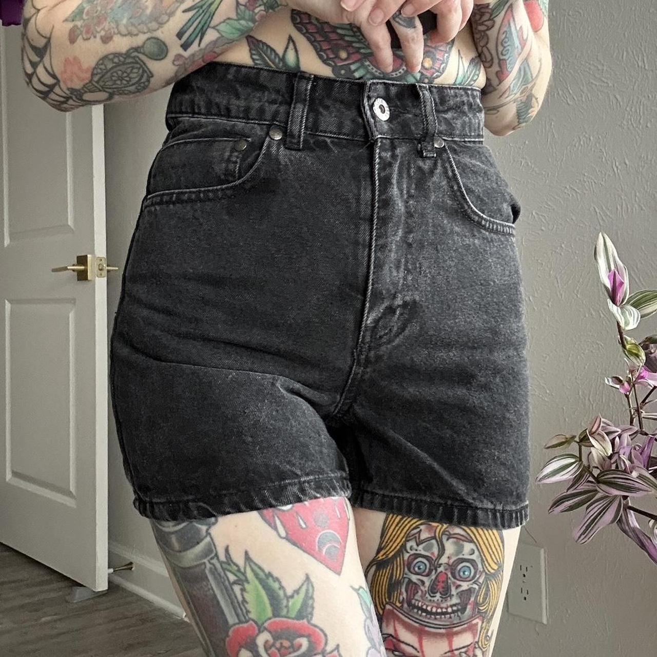 Ragged black wash shorts - size 24 - Depop