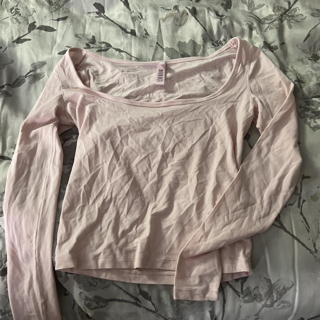 #skims pink shear long sleeve top - Depop