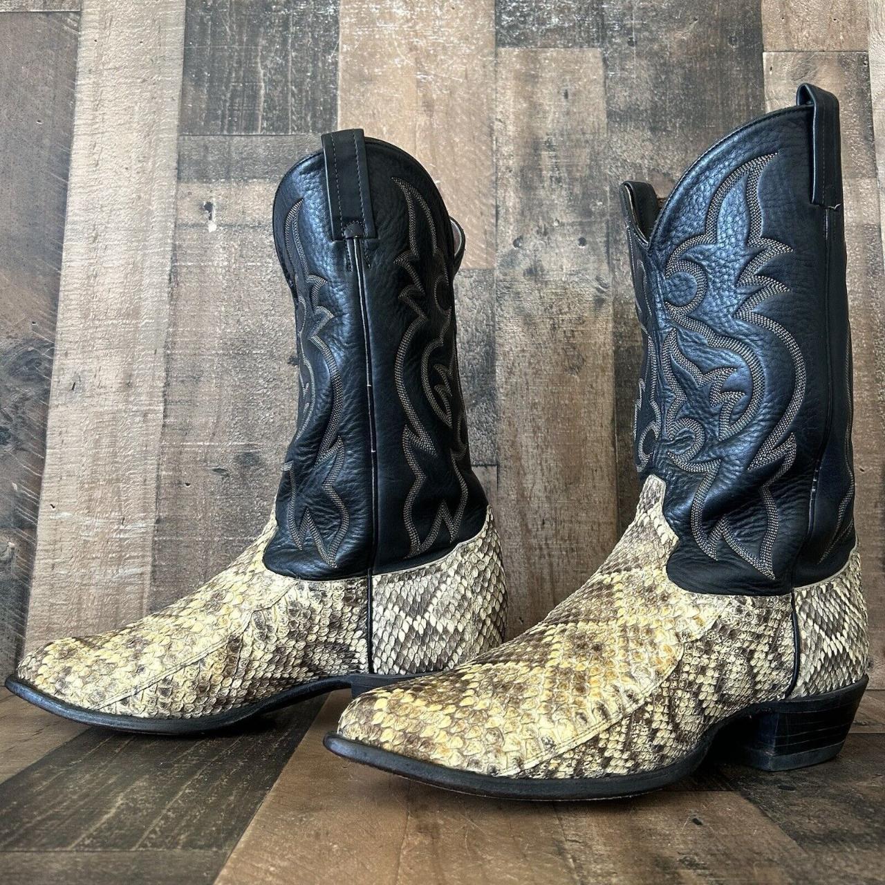 Tony Lama Vintage Snakeskin Cowboy Boots Mens 12... - Depop
