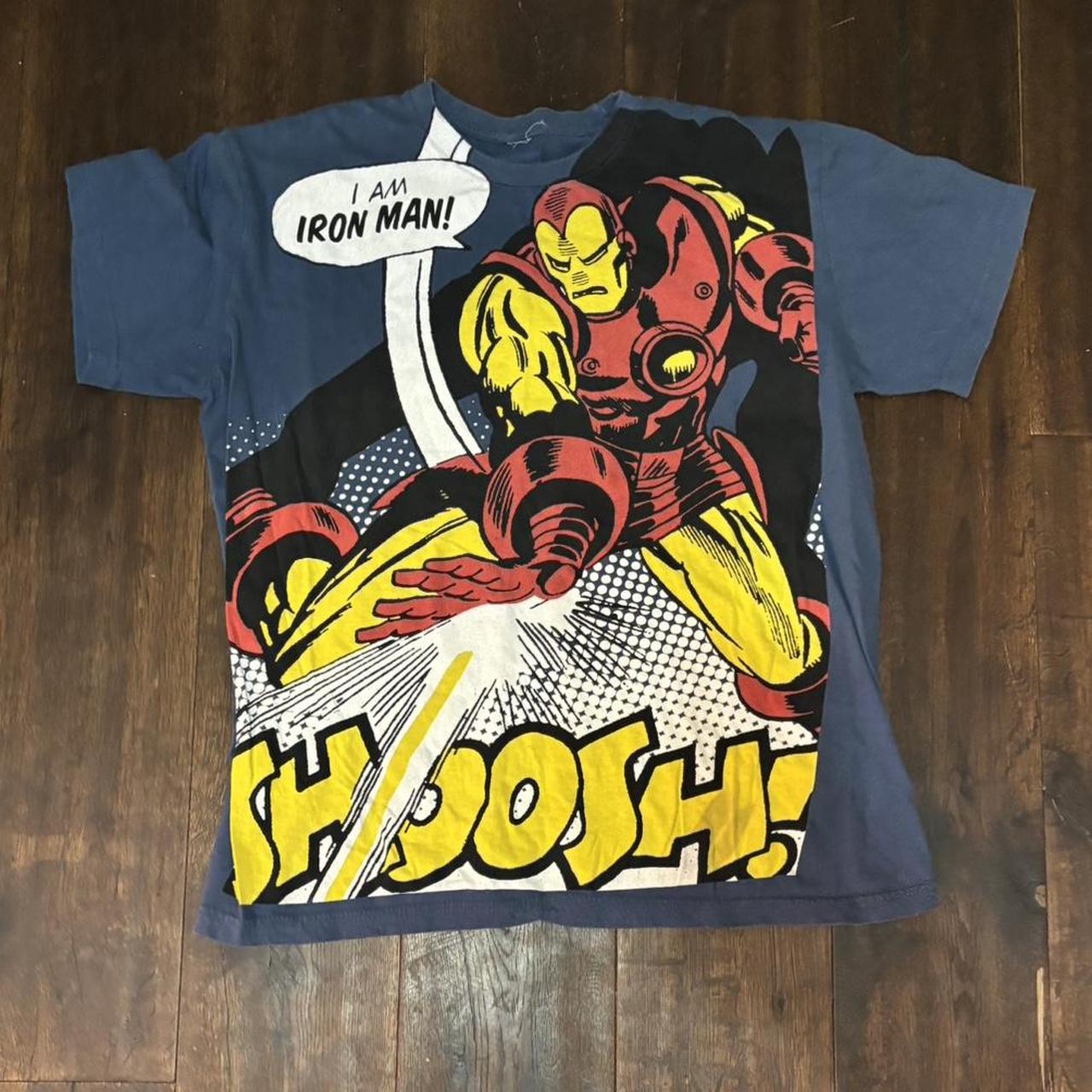 Super sick 2000 iron man comics tee No size tag... - Depop