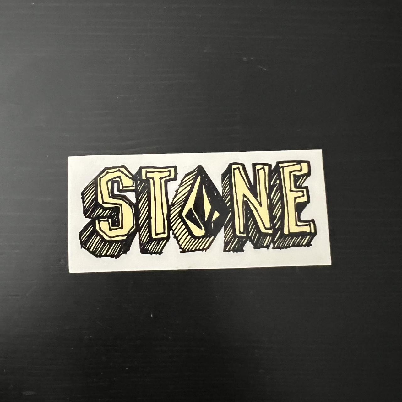 Volcom Stone Yellow Stone Logo Sticker... - Depop