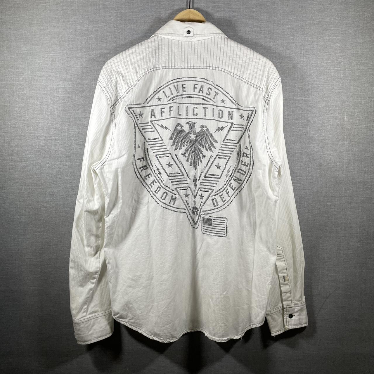 White Affliction Long sleeve Button Up Shirt Sz L... - Depop
