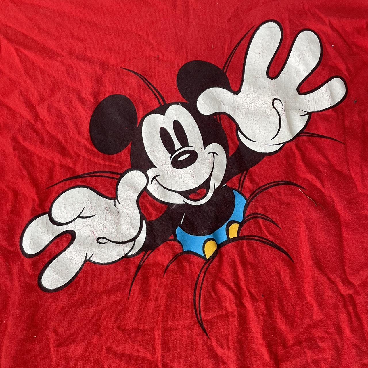 Red Vintage Mickey Mouse Front and Back Hit single... - Depop