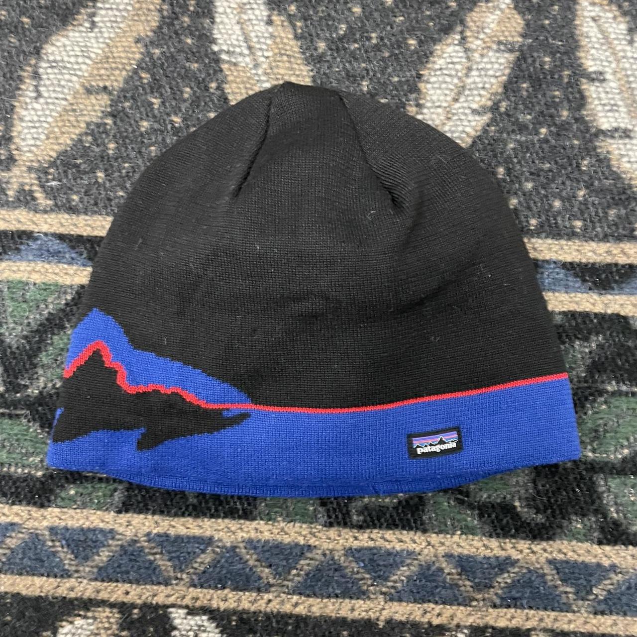 patagonia fish logo beanie — in almost perfect... - Depop
