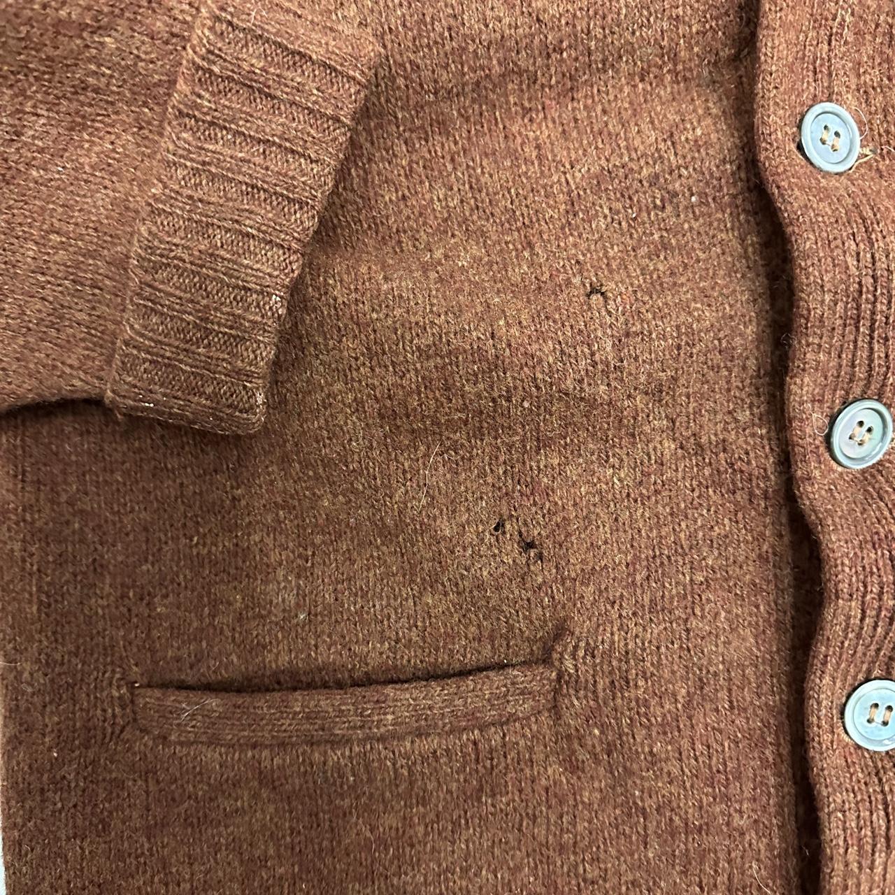 Vintage 60s / 70s 100% wool brown cardigan — color... - Depop