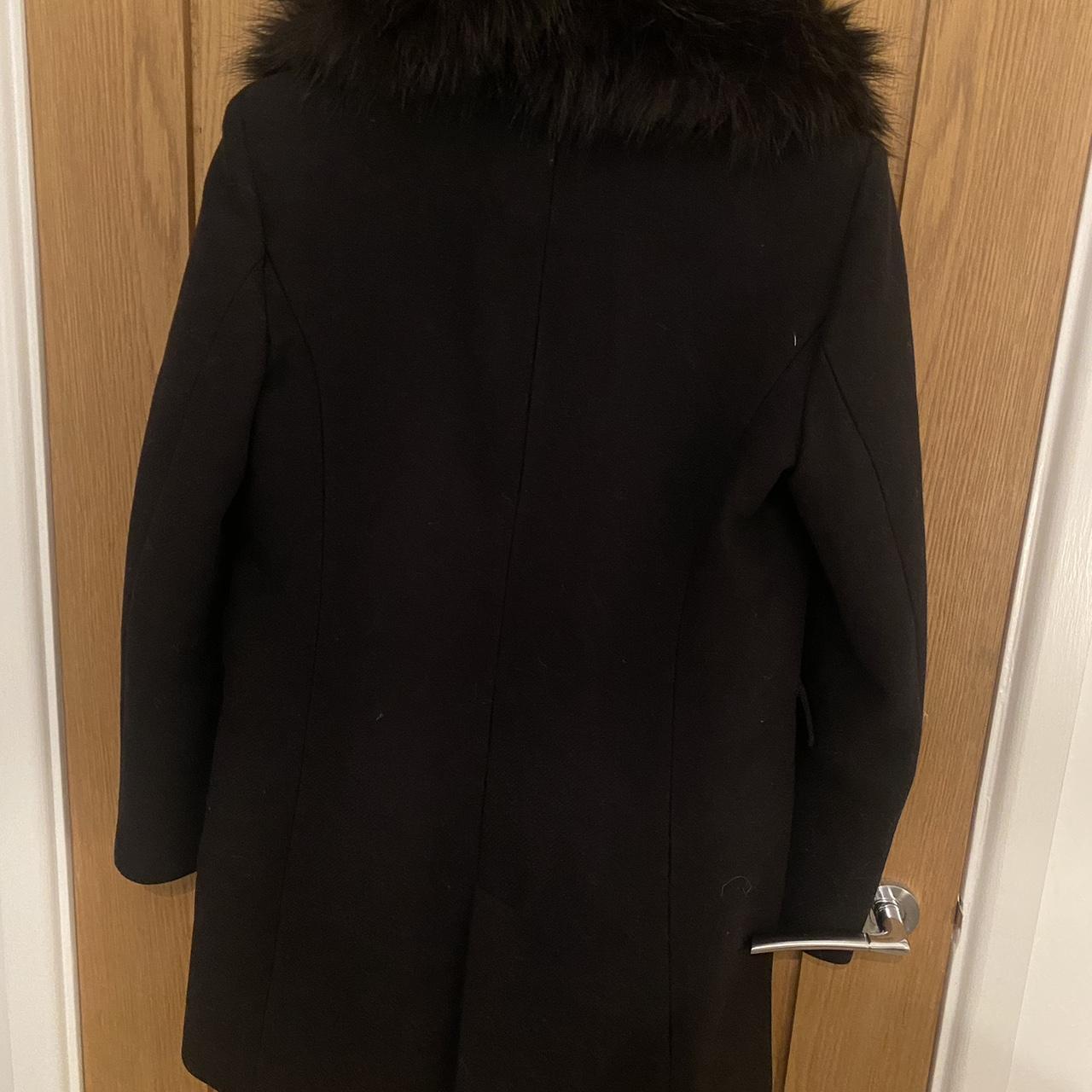 Zara. Straight fit coat made of a wool blend. Lapel... - Depop