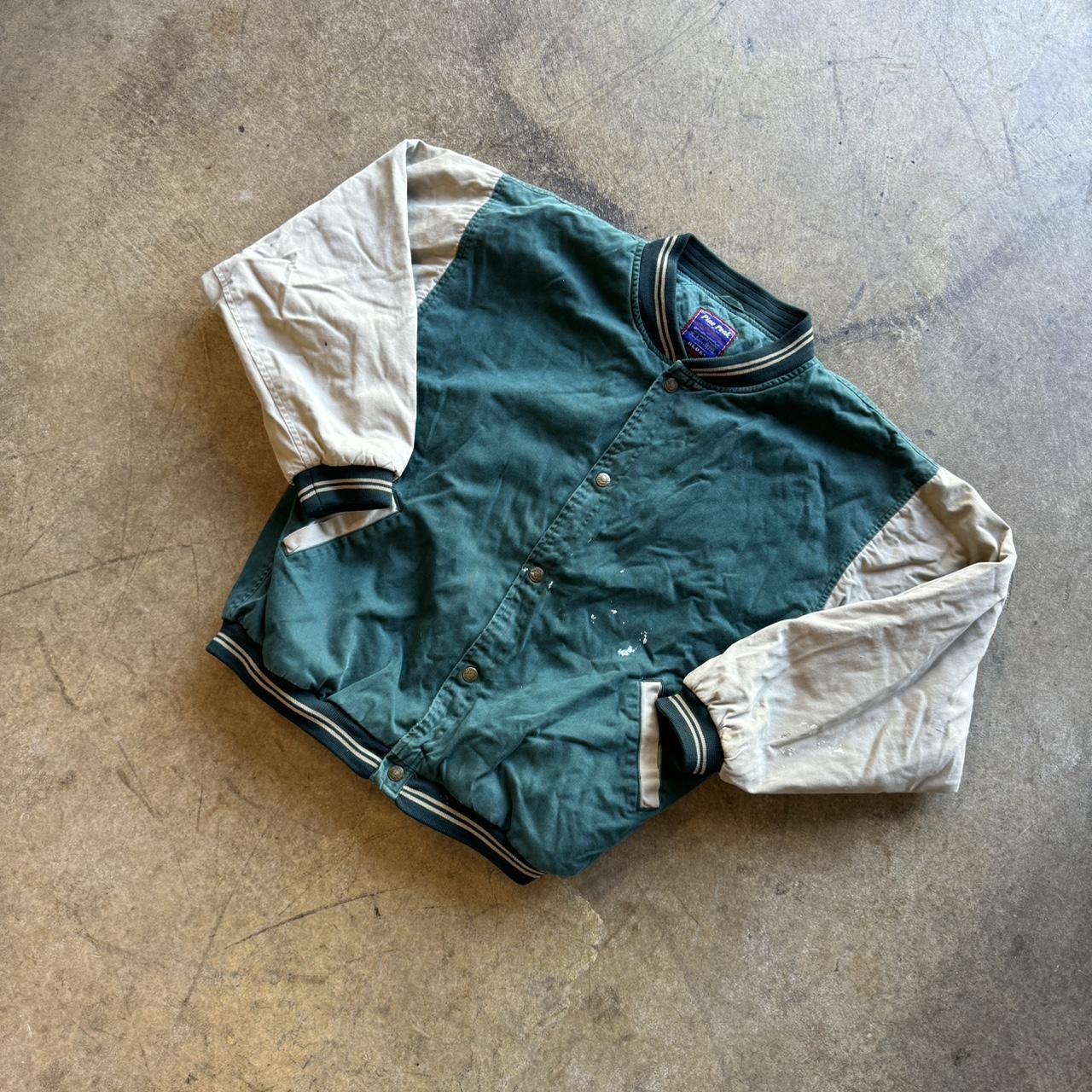 vintage 90’s varsity jacket super dope colors and... - Depop