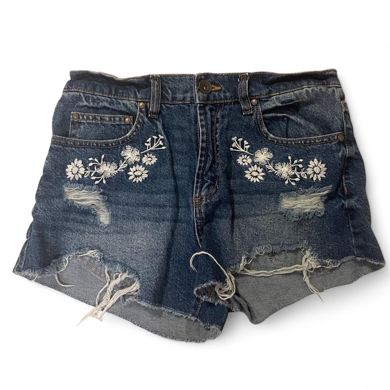 Embroidered Ardene denim shorts with a relaxed... | Depop