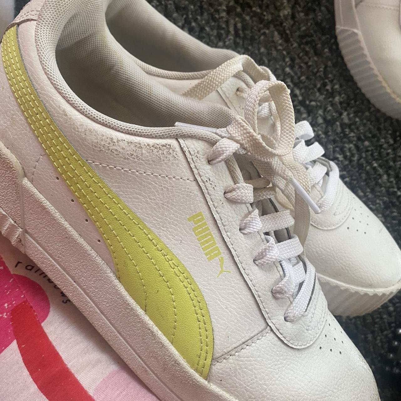 White puma shoes with lime green puma sign, I’ll... - Depop