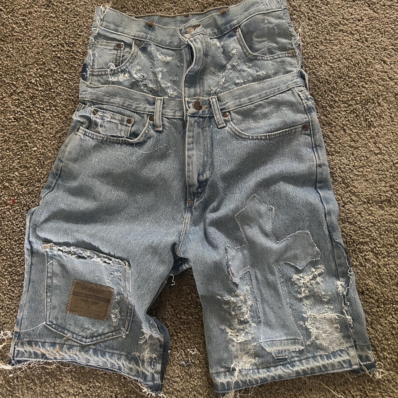 Custom Double Jhorts peep the detailed distress.... - Depop