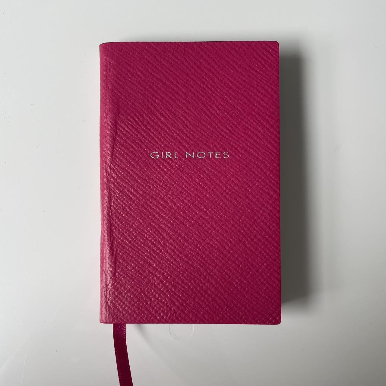girl notes 🎀 pink pocket notebook in crossgrain... - Depop