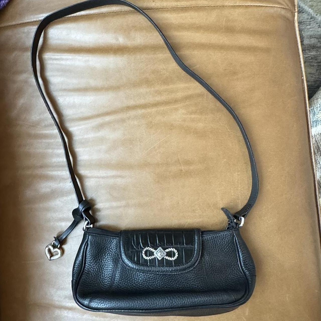 Brighton small black leather cross body... - Depop