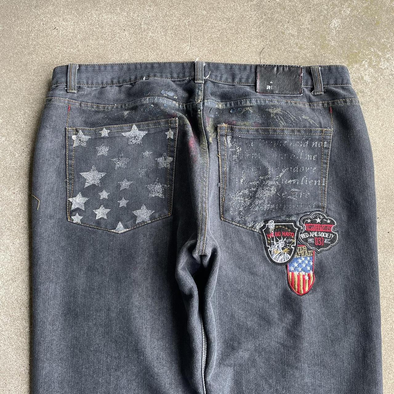 Insane red ape jeans Crazy baggy Size 48 #y2k #emo... - Depop